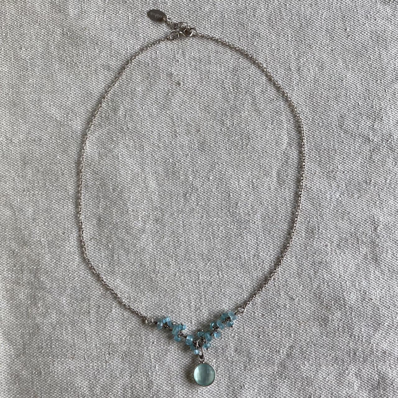 reworked blue stone nashelle necklace 16 inches... - Depop