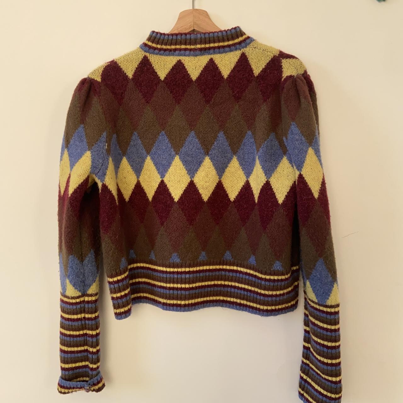Zara diamond / jester / stripe pattern jumper.... - Depop