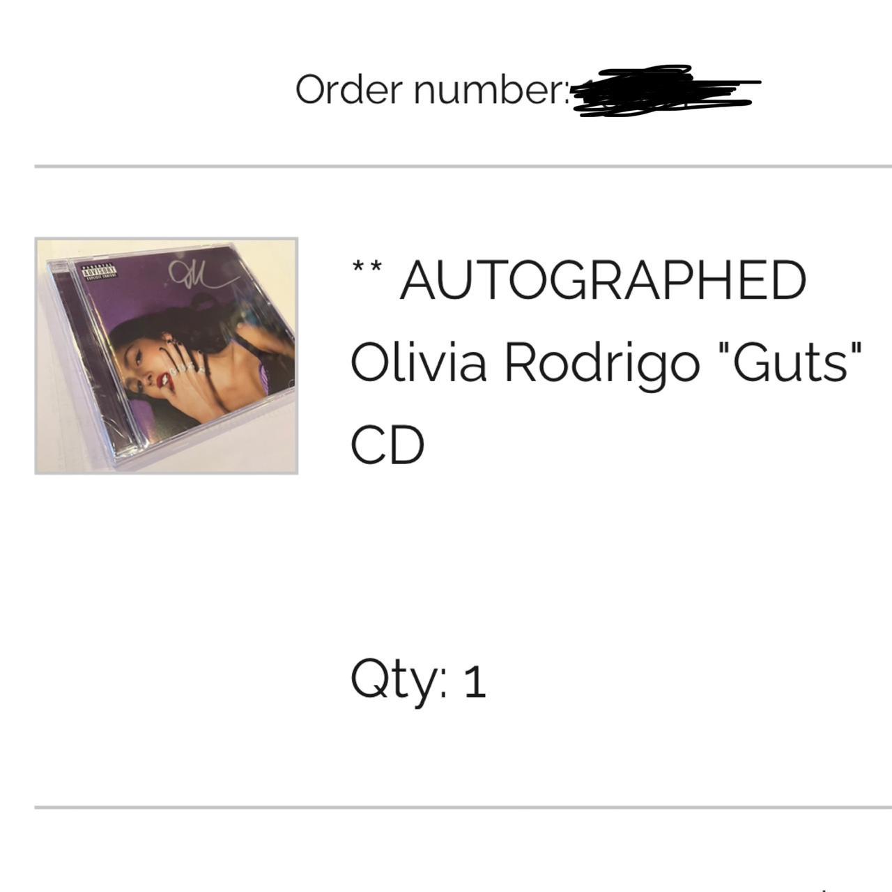 olivia rodrigo signed guts cd and black vinyl cd... - Depop