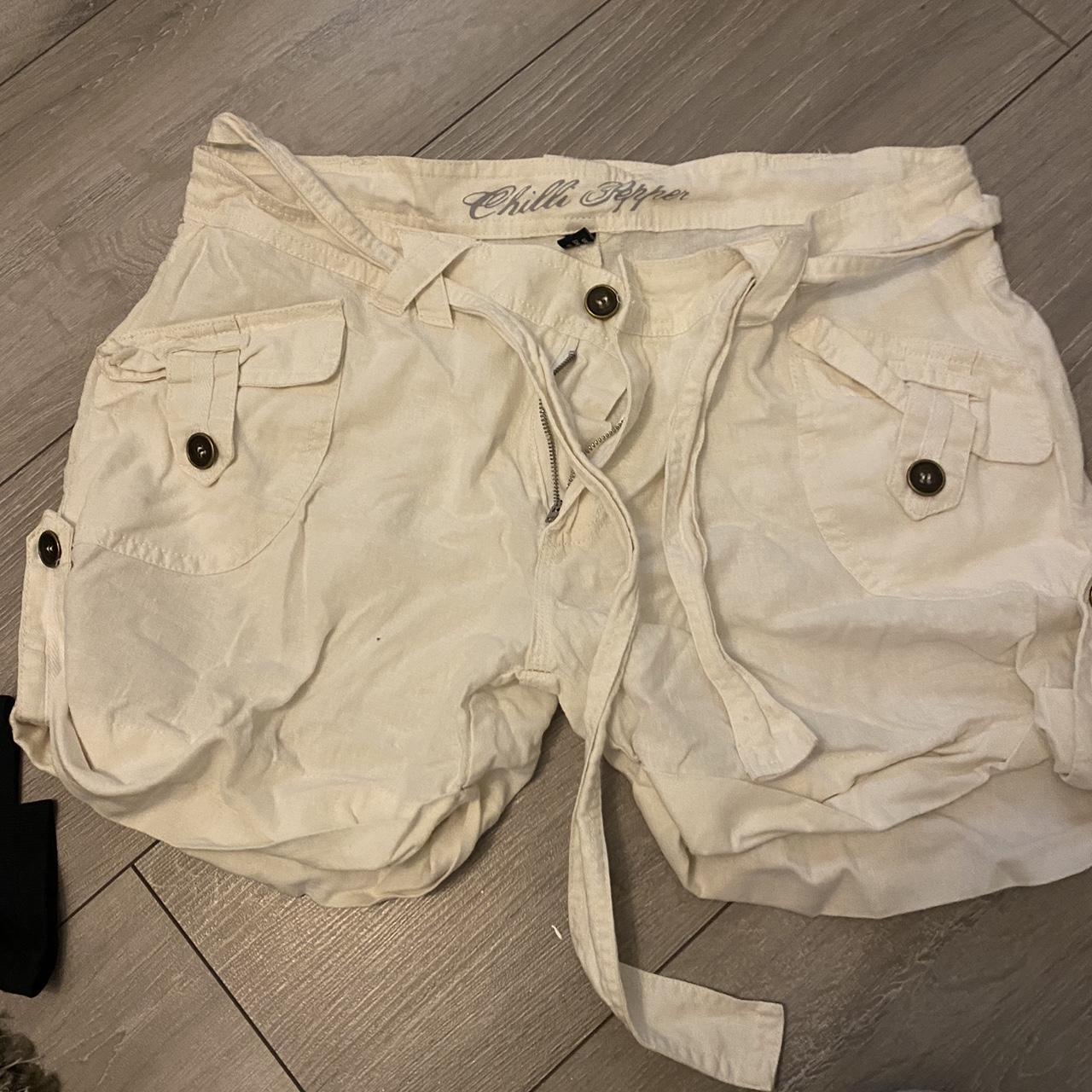Mini cargo shorts in white! Never worn as a bit big,... - Depop