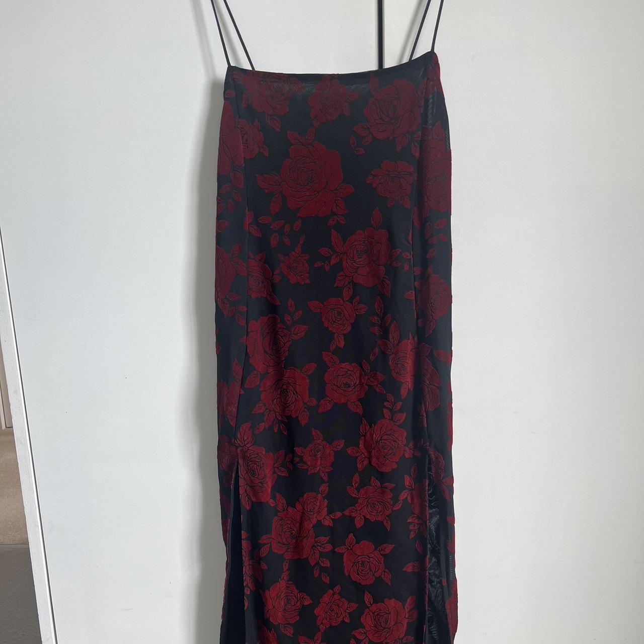 Motel rocks rose patterned red and black dress. The... - Depop
