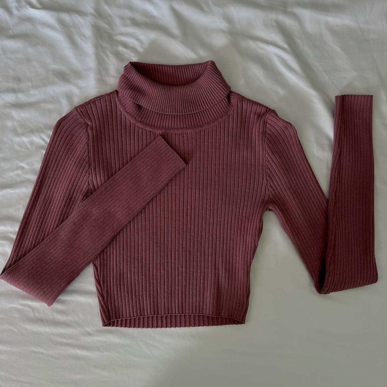 hera collection dusty rose turtle neck crop top... - Depop