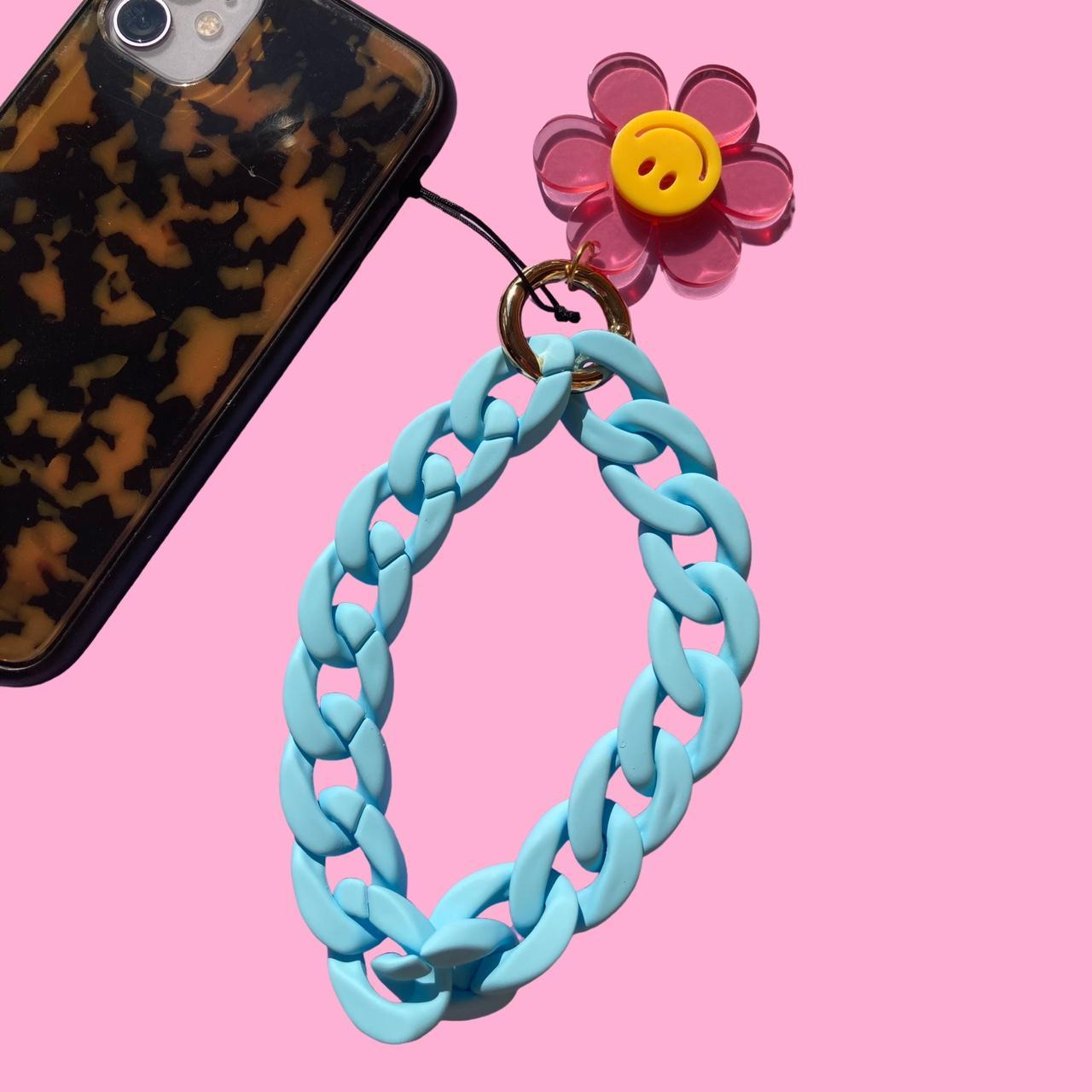 Blue Matte Finish Phone Chain Strap Lanyard Y2K... - Depop