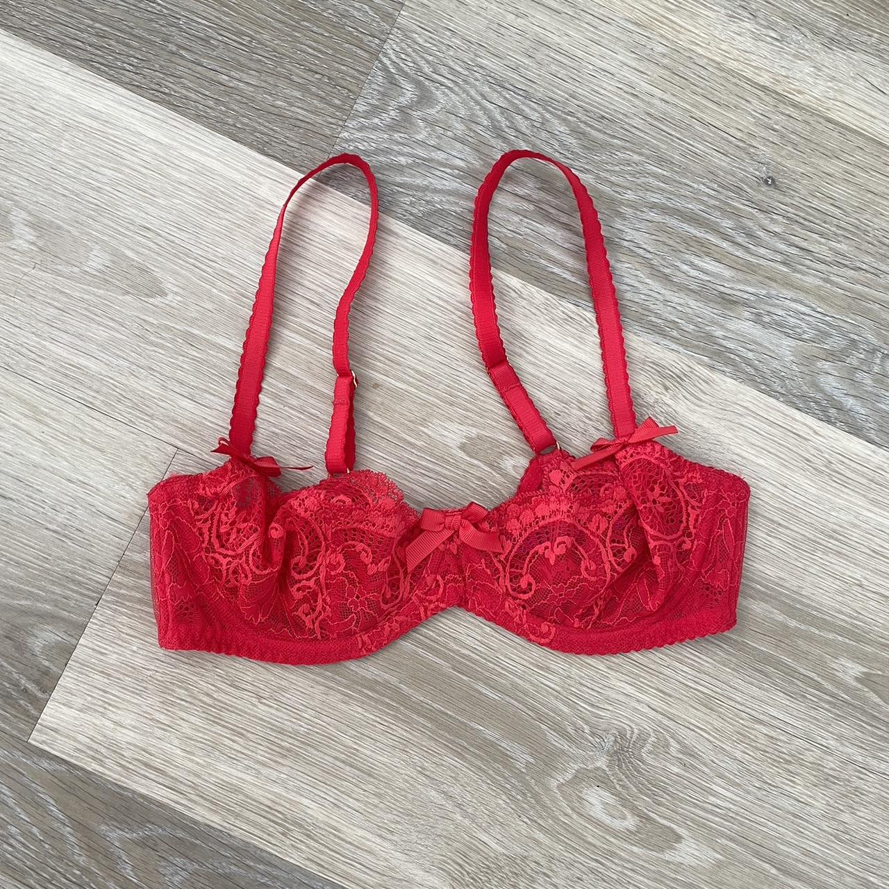 Agent Provocateur Red lace bra Size 34B Red - Depop