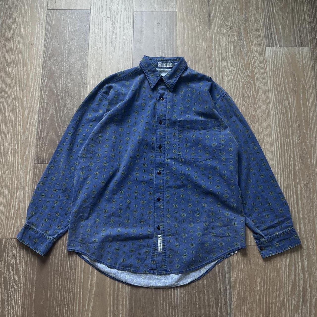 vintage button up polo good colorway and design... - Depop