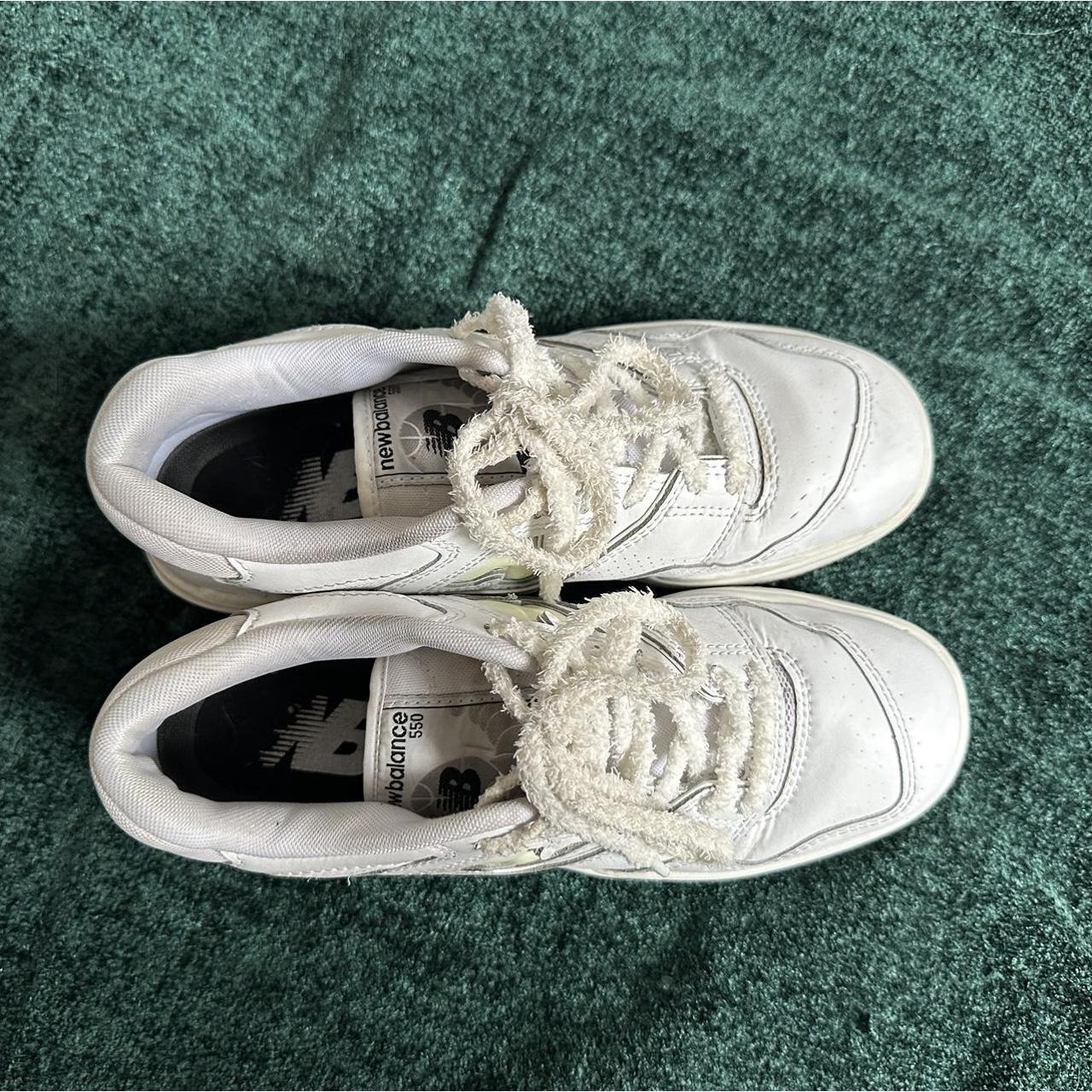 Custom New Balance 550s 🤍 with fluffy white laces.... - Depop