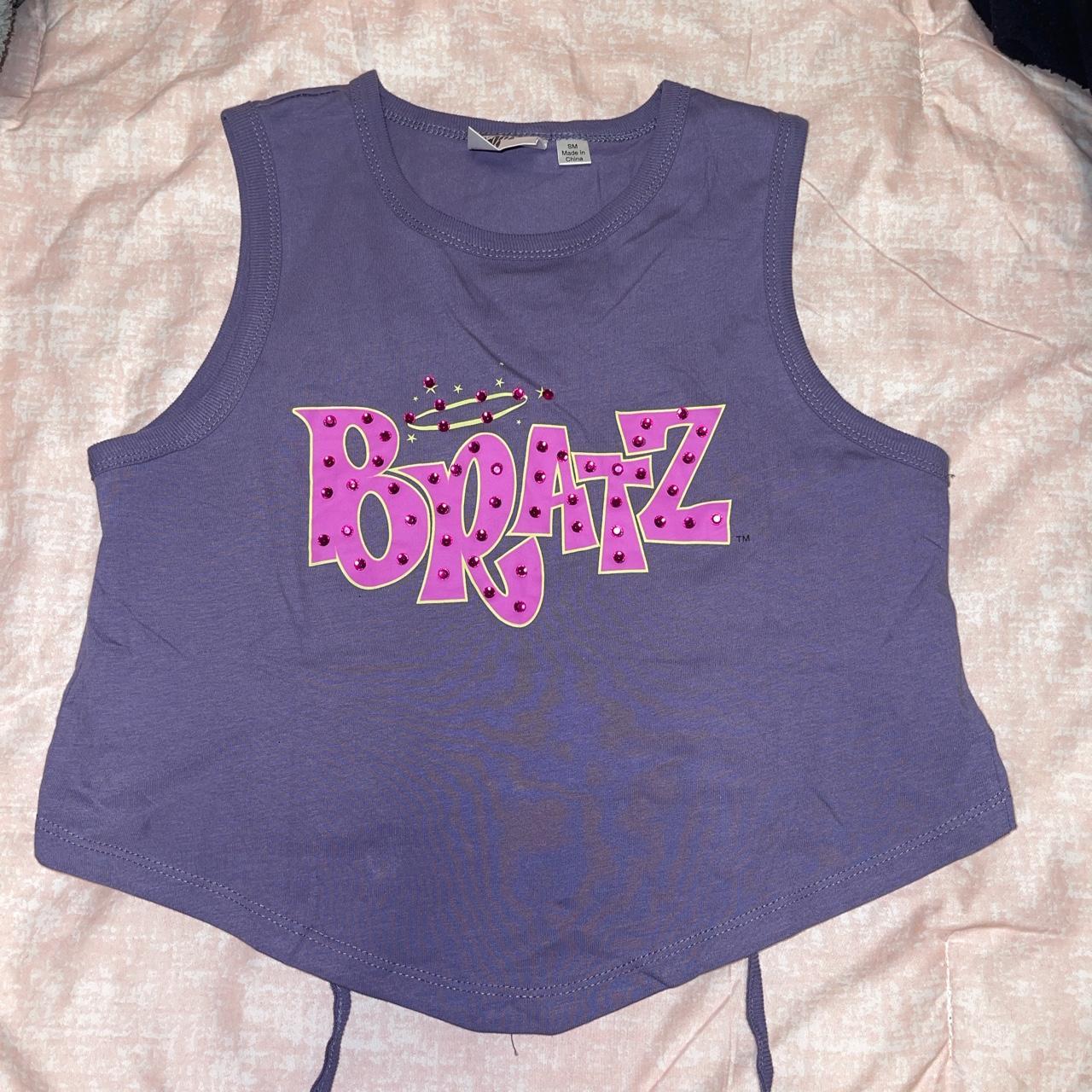 Bratz Women's Pink and Purple Crop-top | Depop