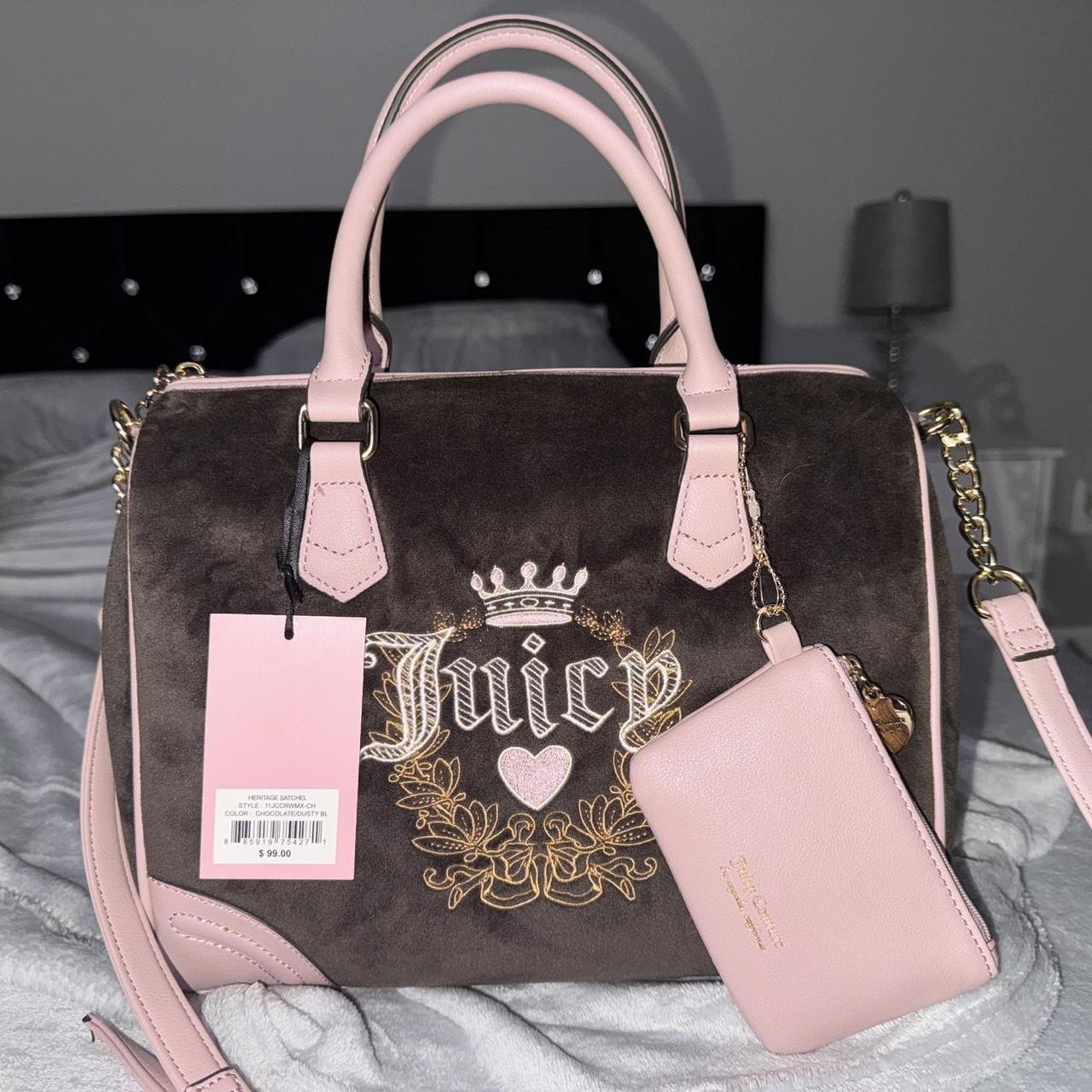 BNWT Juicy Couture Heritage Satchel in chocolate... - Depop