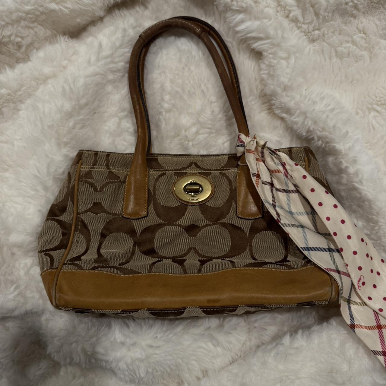 vintage coach bag with scarf. This bag is in good... - Depop