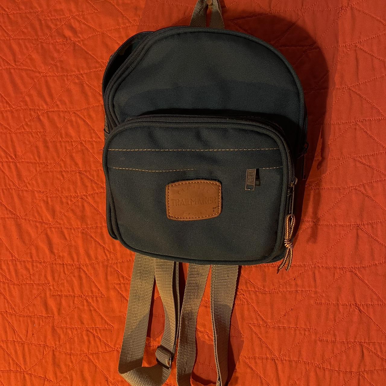Vintage dark green mini backpack. Perfect for hiking... - Depop