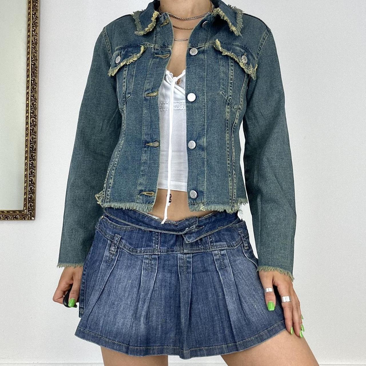 deadstock 2000s denim jacket slightly cropped size:... - Depop