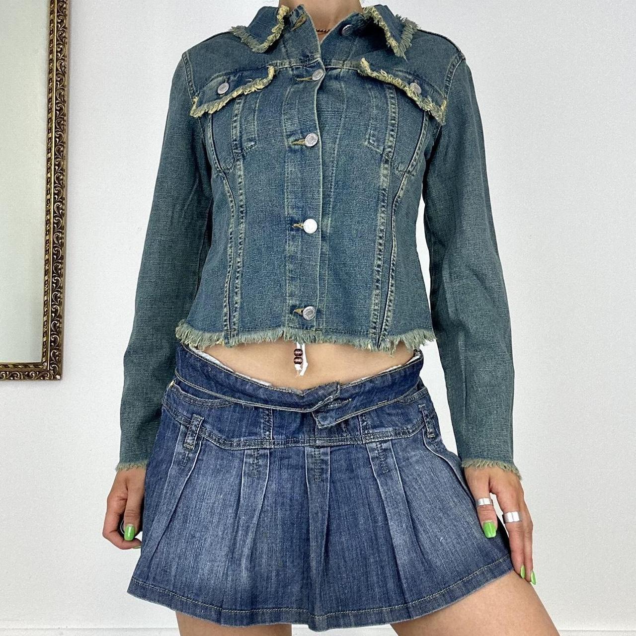 deadstock 2000s denim jacket slightly cropped size:... - Depop