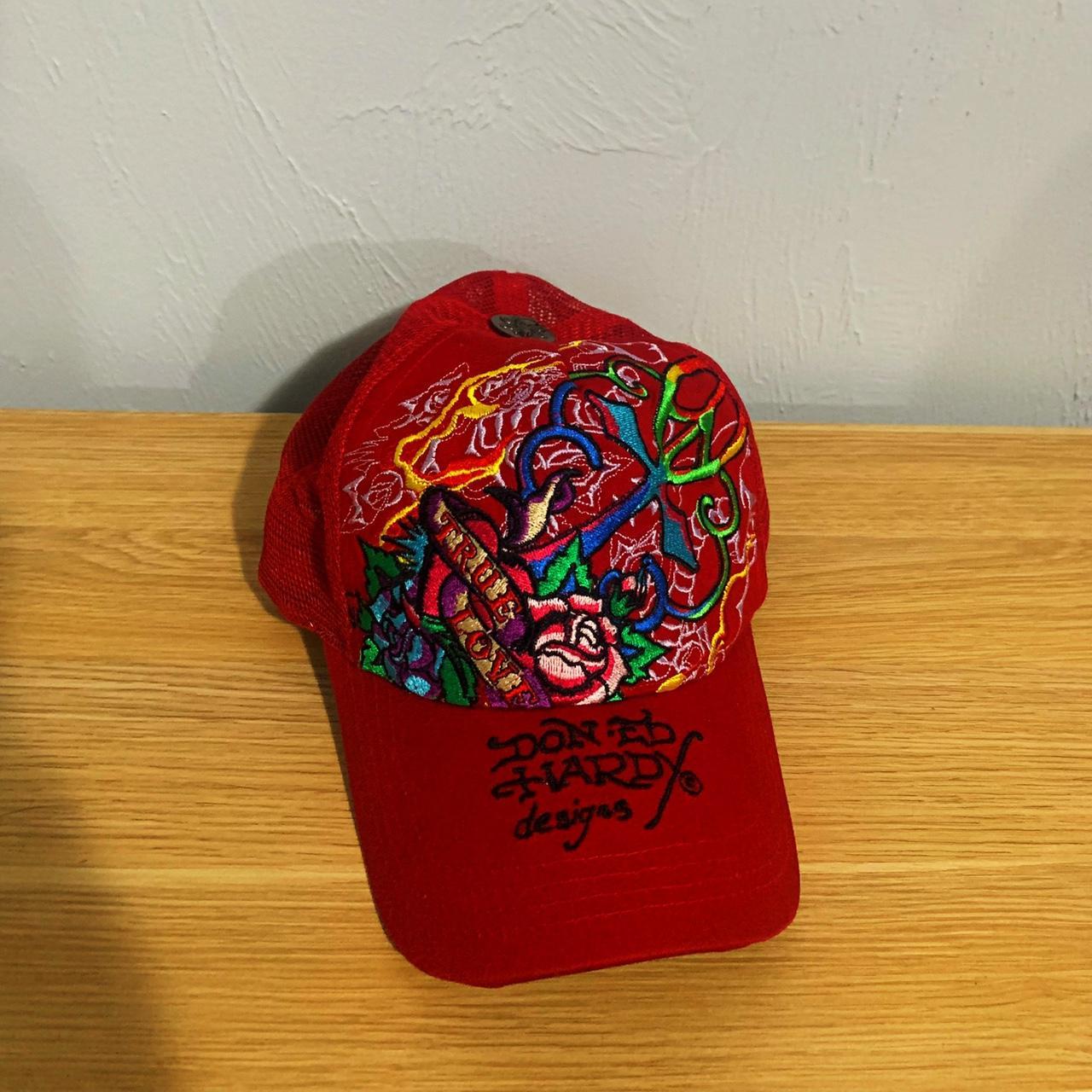 Ed Hardy Vintage Designs True Love Hat red... - Depop
