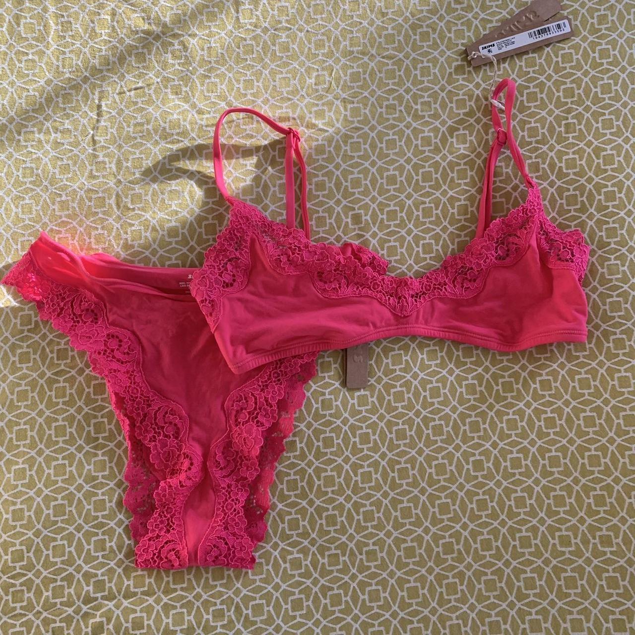 unworn pink skims underwear set: 3 panties and 1... - Depop