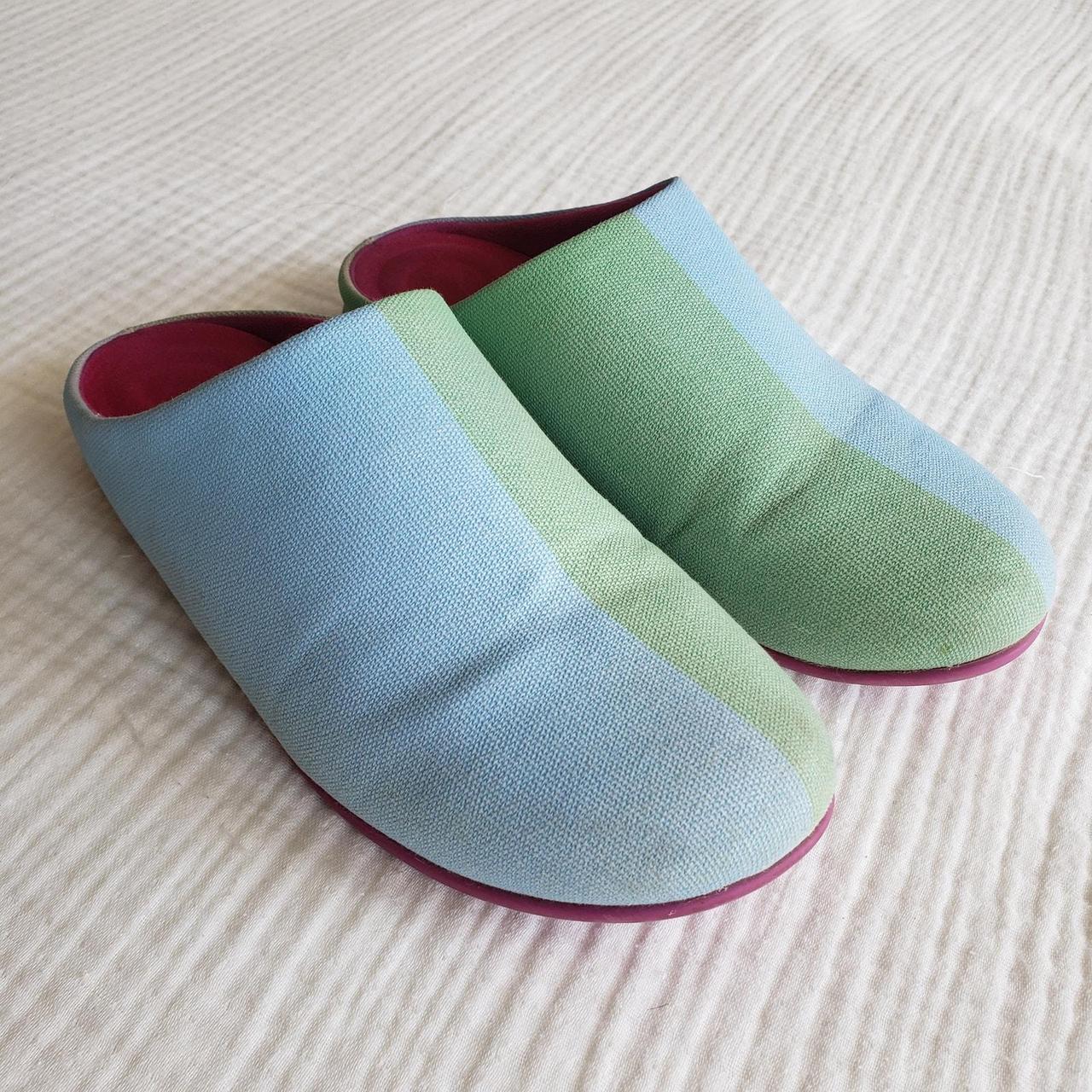Green and blue split tone clogs SIZE: Womens... - Depop
