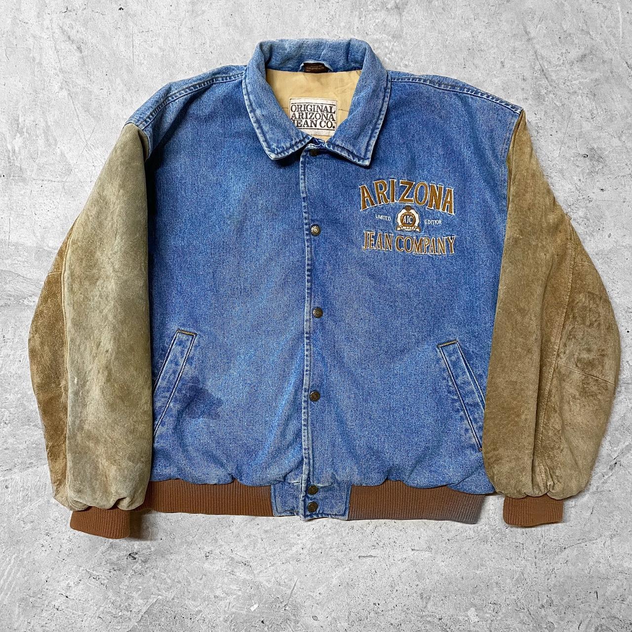 Arizona Men's Blue and Tan Jacket | Depop