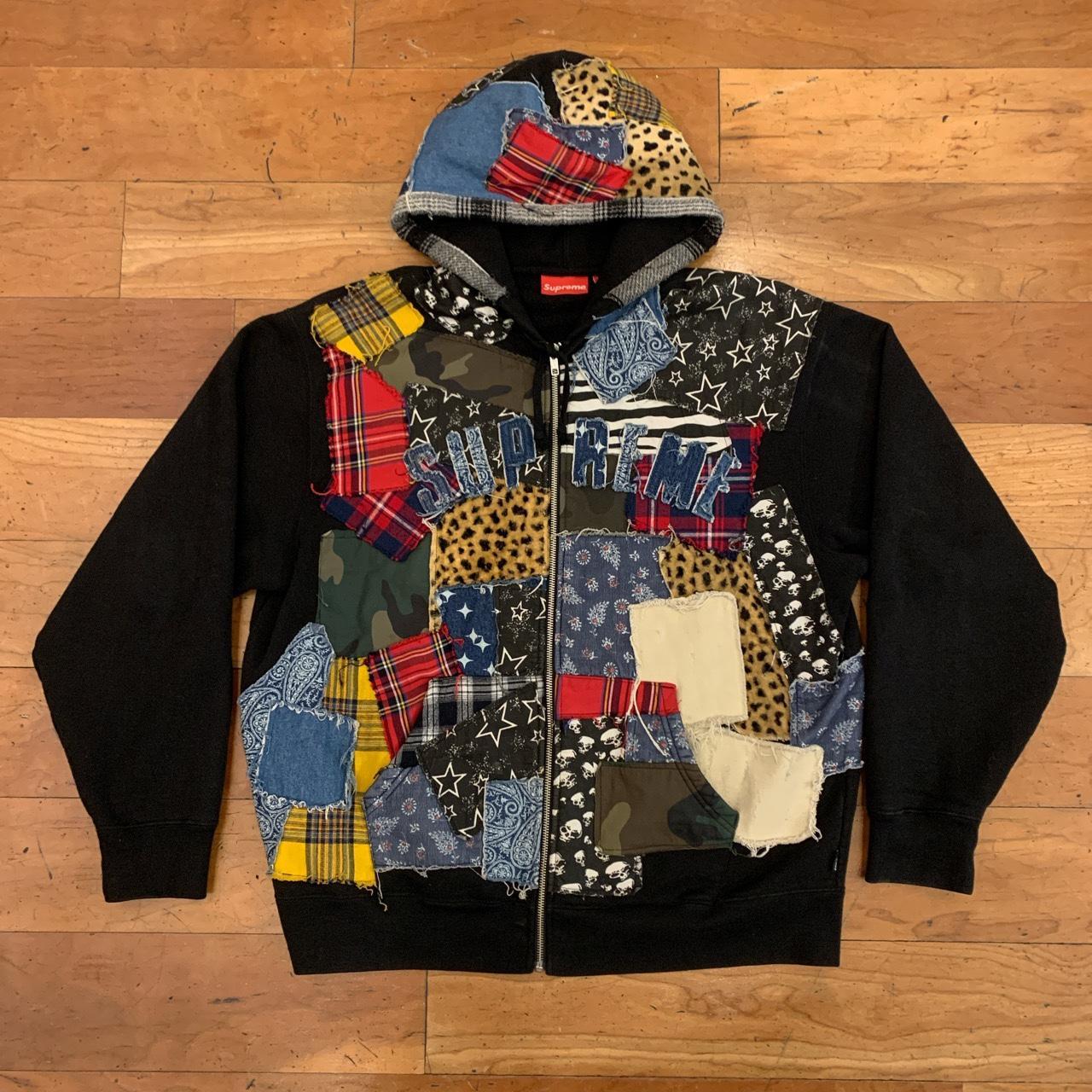 Supreme Patchwork Zip Up Hoodie - Depop