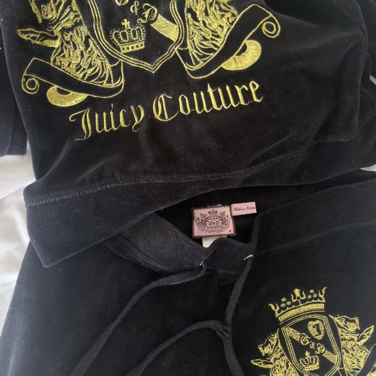 Juicy Couture black velour tracksuit with gold... - Depop