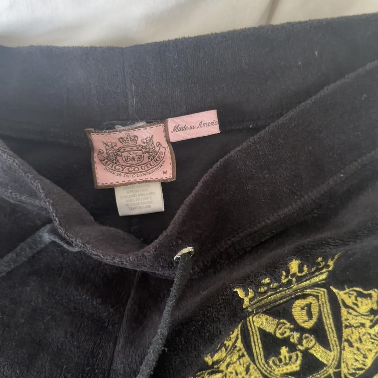 Juicy Couture black velour tracksuit with gold... - Depop