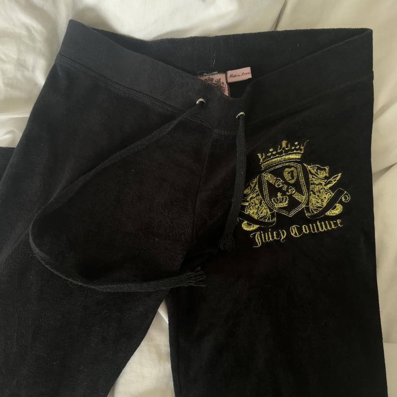 Juicy Couture black velour tracksuit with gold... - Depop