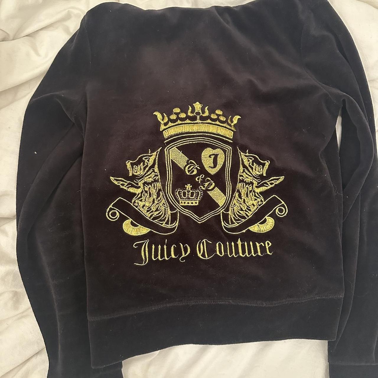Juicy Couture black velour tracksuit with gold... - Depop