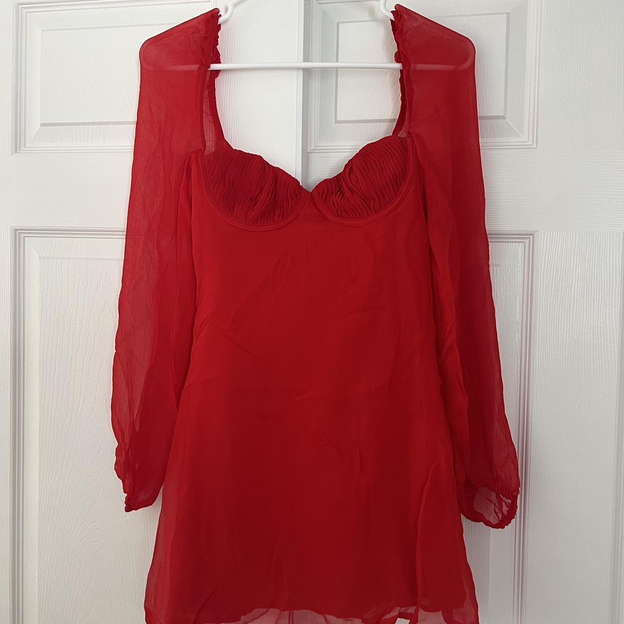 White fox red mini dress -“perfect moment” dress... - Depop