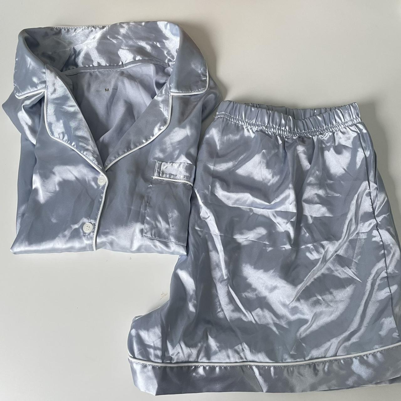 Light blue silk pajama set. Size M (fits like a L).... - Depop