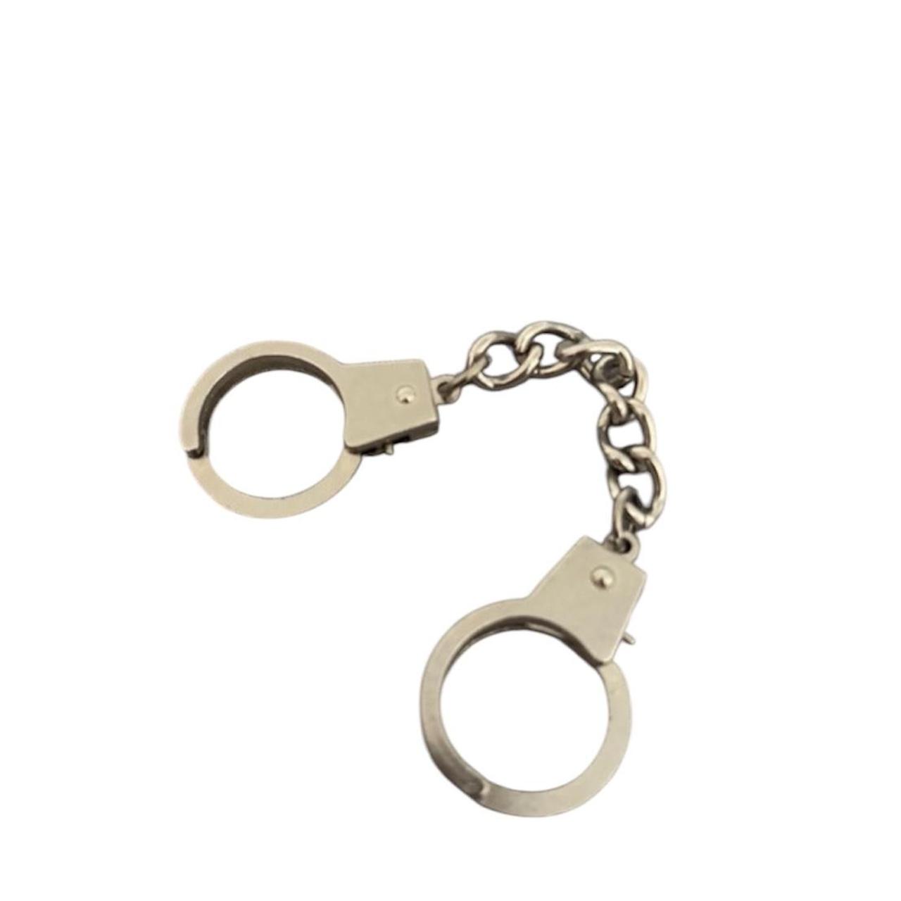Mini miniature silver handcuff key ring bag charm... | Depop