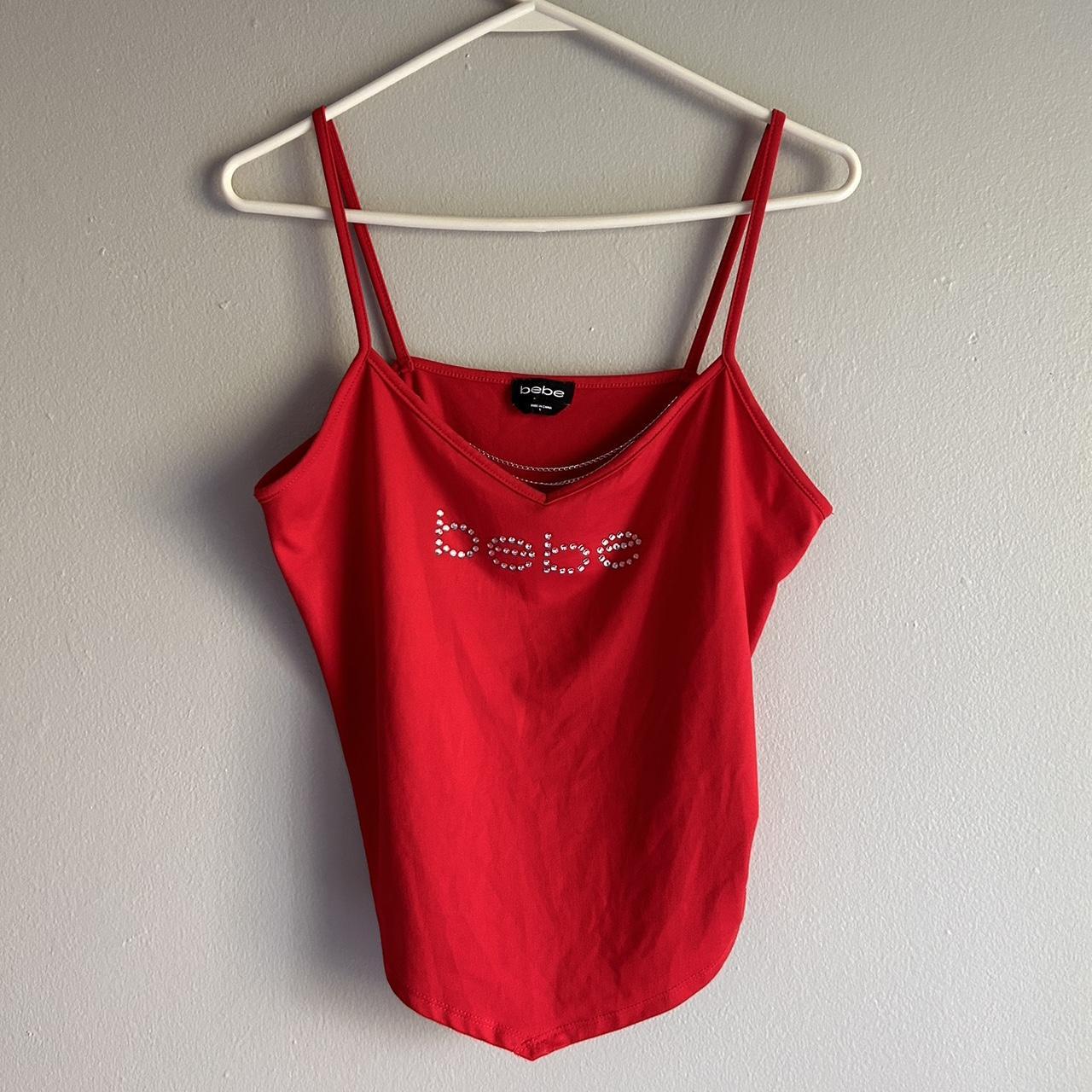 red bebe chain shirt - comes to a V at the bottom -... - Depop