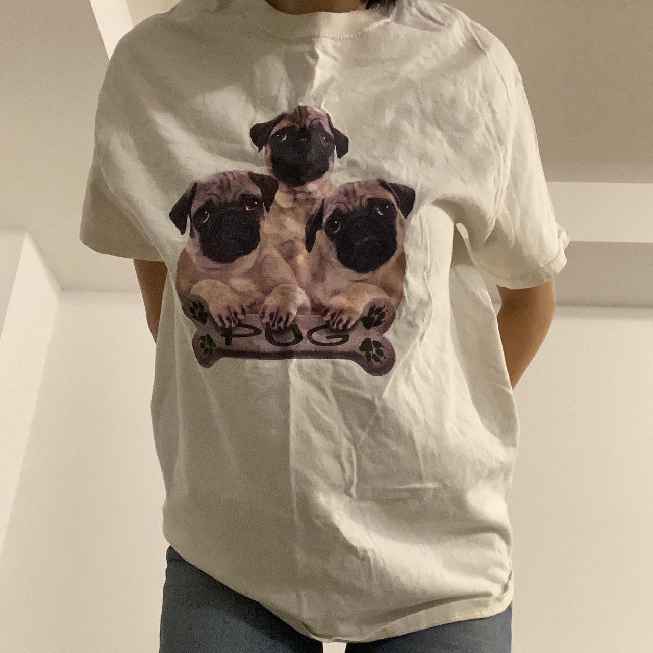 White Pug Tee Super cute and relaxed fit! Hard to... - Depop