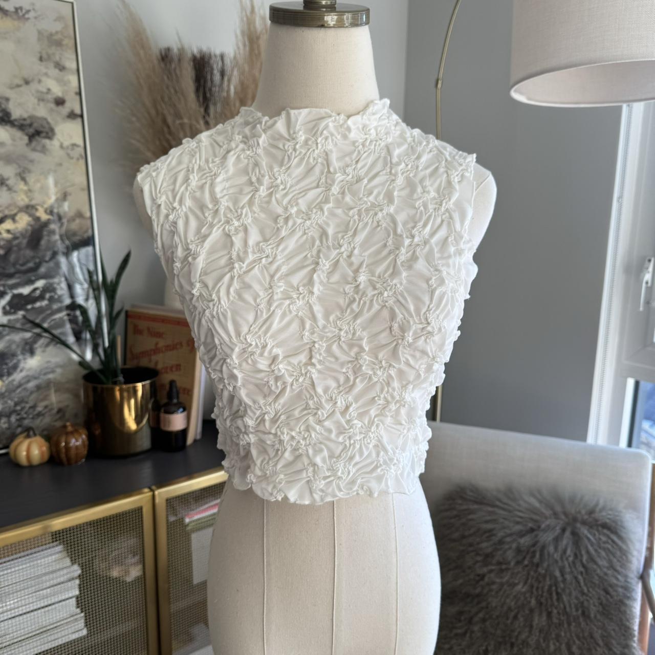 White ruched top top from Zara - Depop