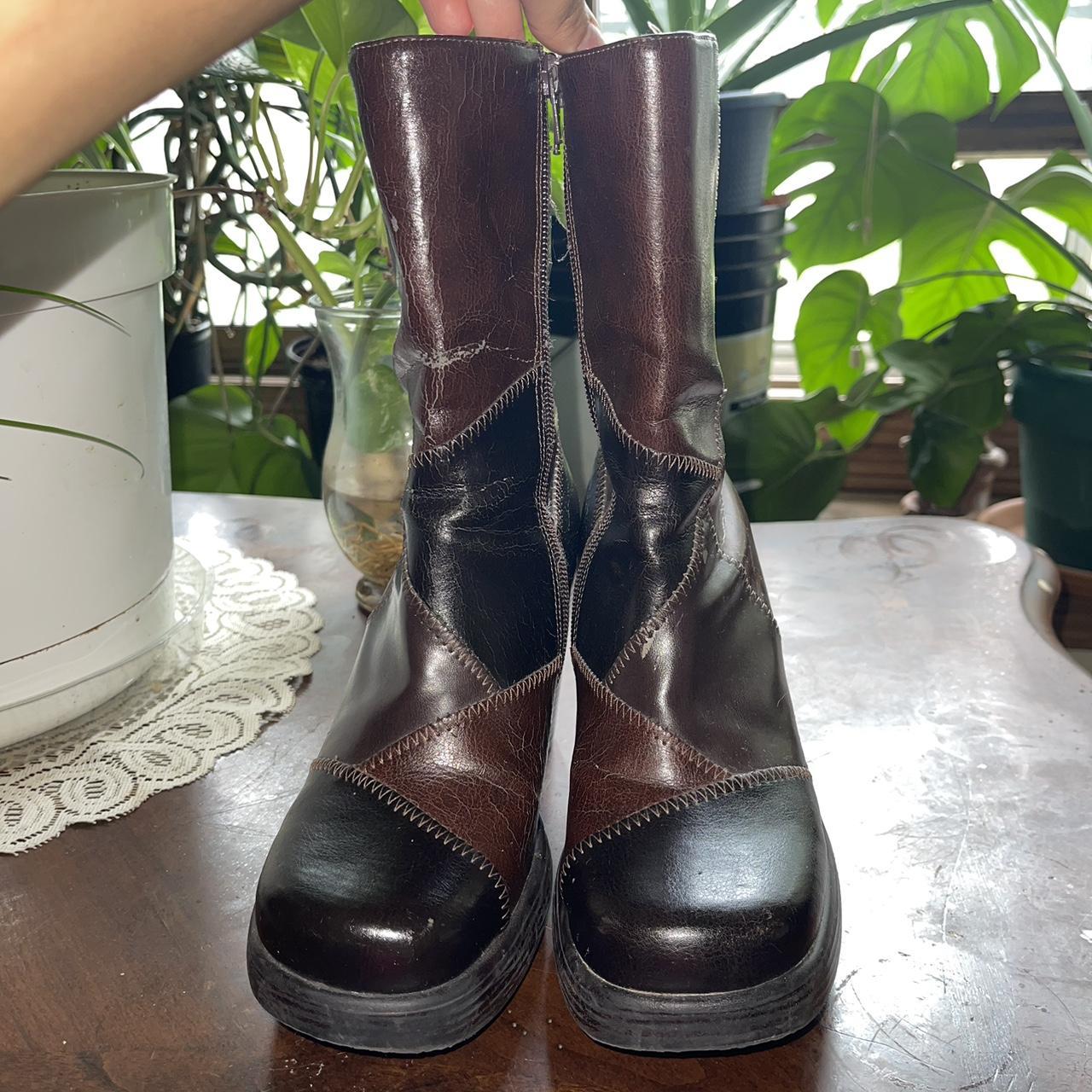 Vintage Patchwork Boots🦇 Chunky unique boots that... - Depop