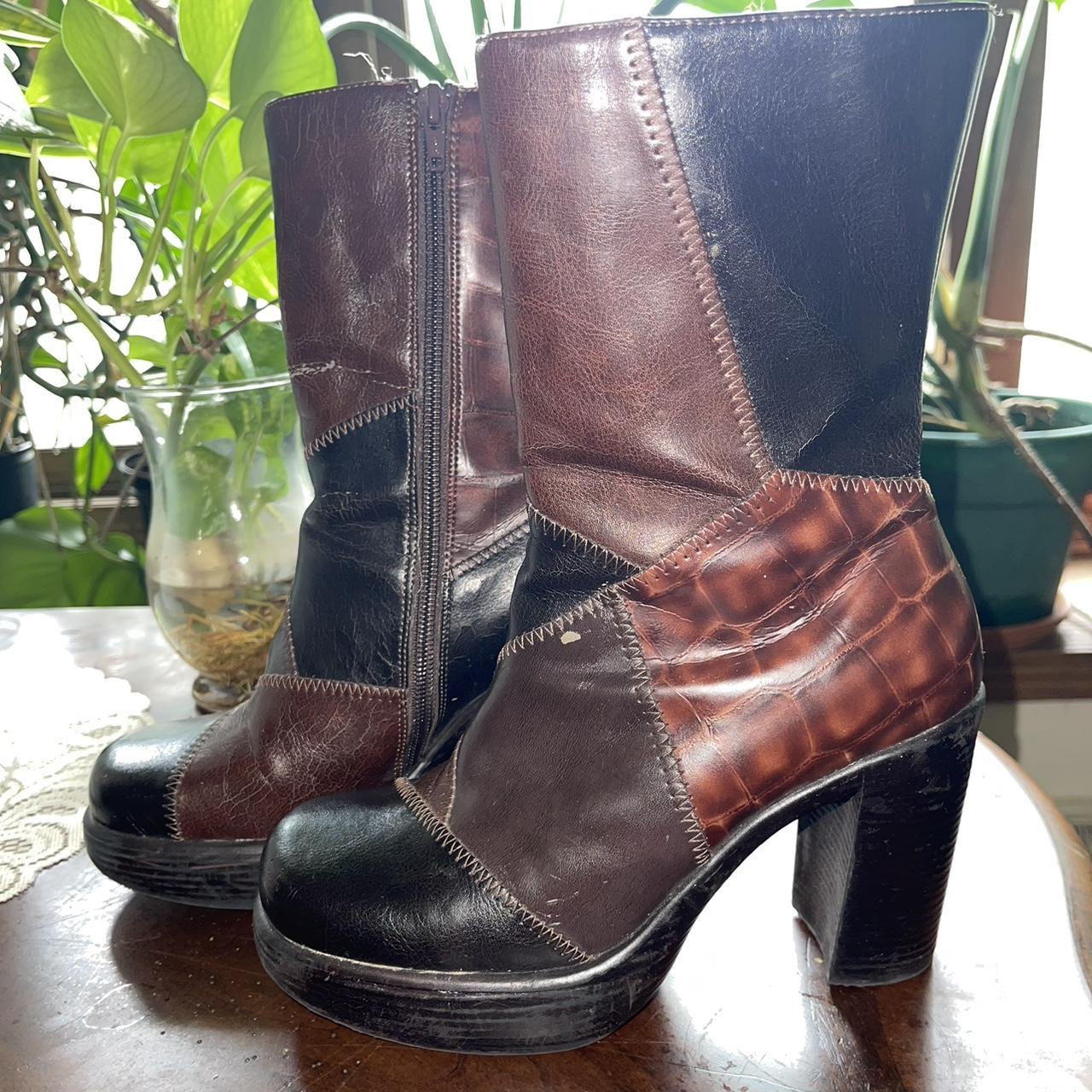 Vintage Patchwork Boots🦇 Chunky unique boots that... - Depop