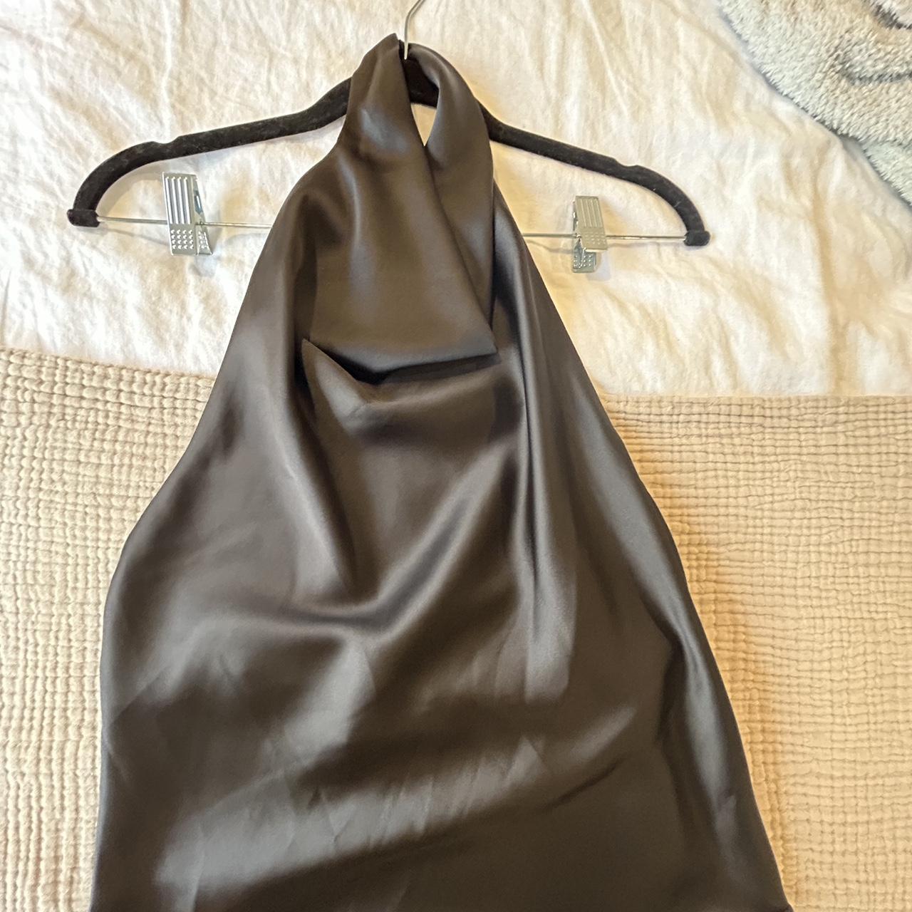 Zara Black satin halter Cowl neck NWT - Depop