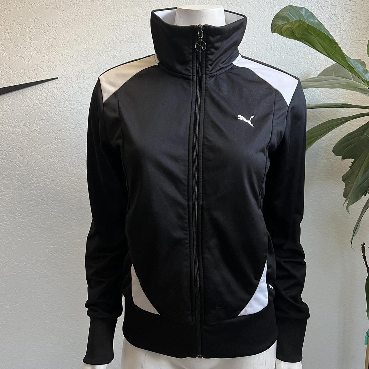 🦨 Y2K PUMA BLACK AND WHITE TRACK ZIP-UP... - Depop