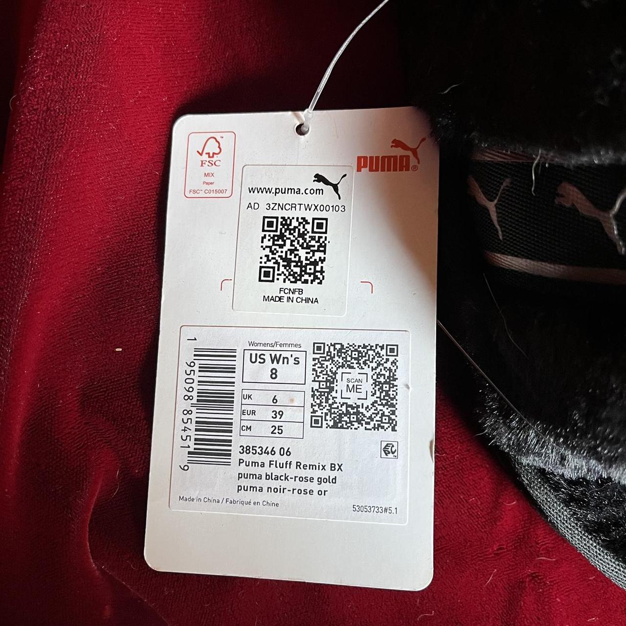 Puma Fluffy Black & Rose gold Slides Size 8 in... - Depop