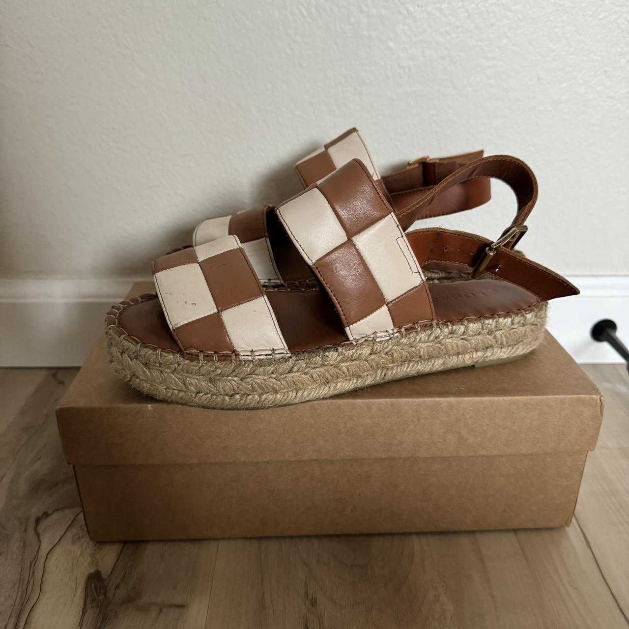 Leather & woven checkerboard sandals - Depop