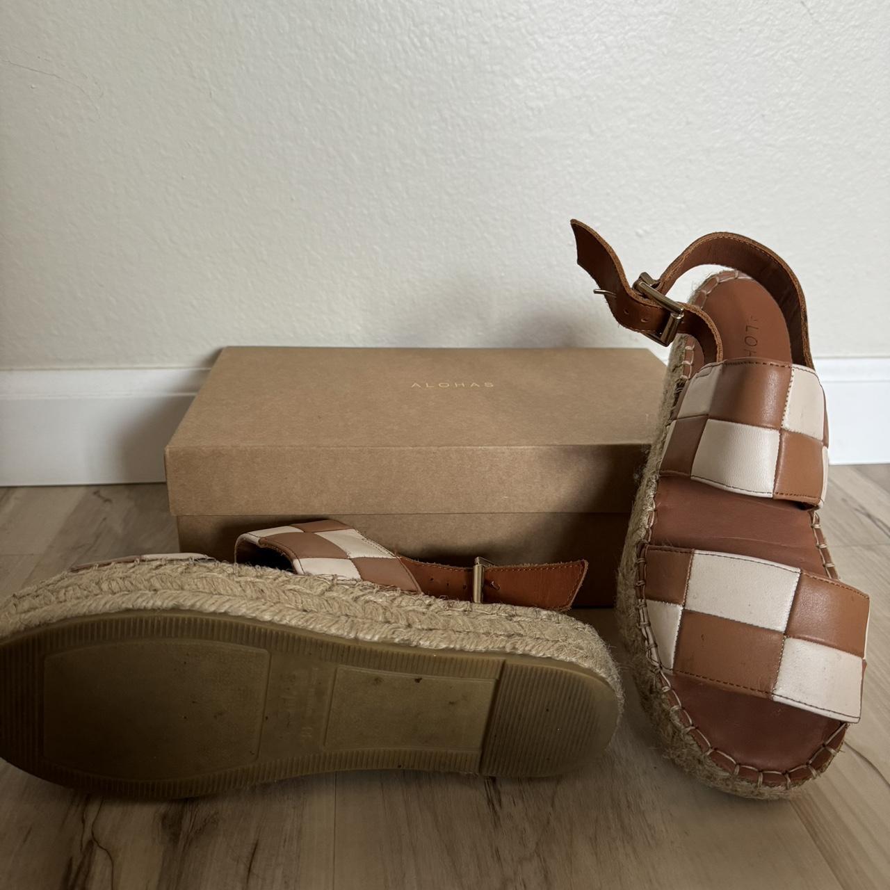 Leather & woven checkerboard sandals - Depop