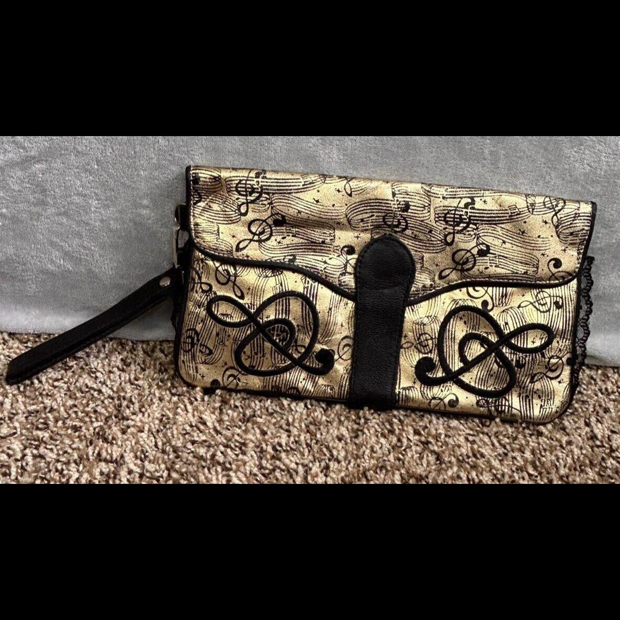 irregular choice gold music note treble clef clutch... - Depop