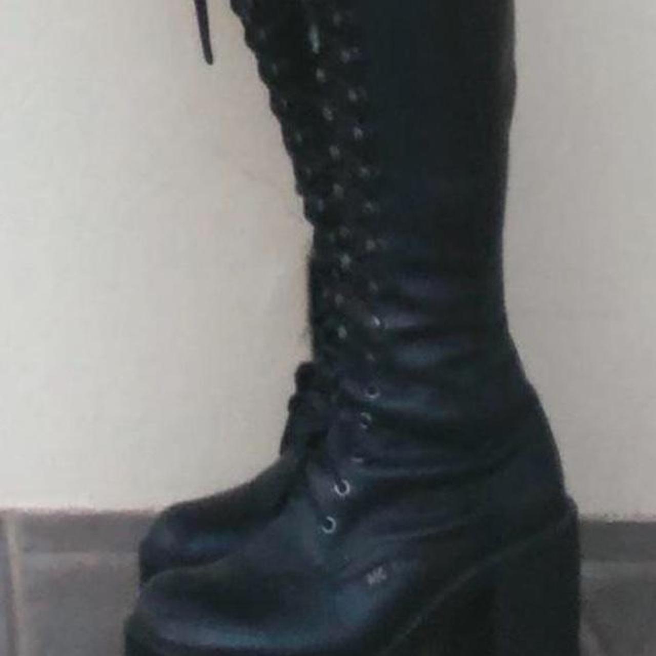 Roc boots Roc lash black knee high lace up... - Depop