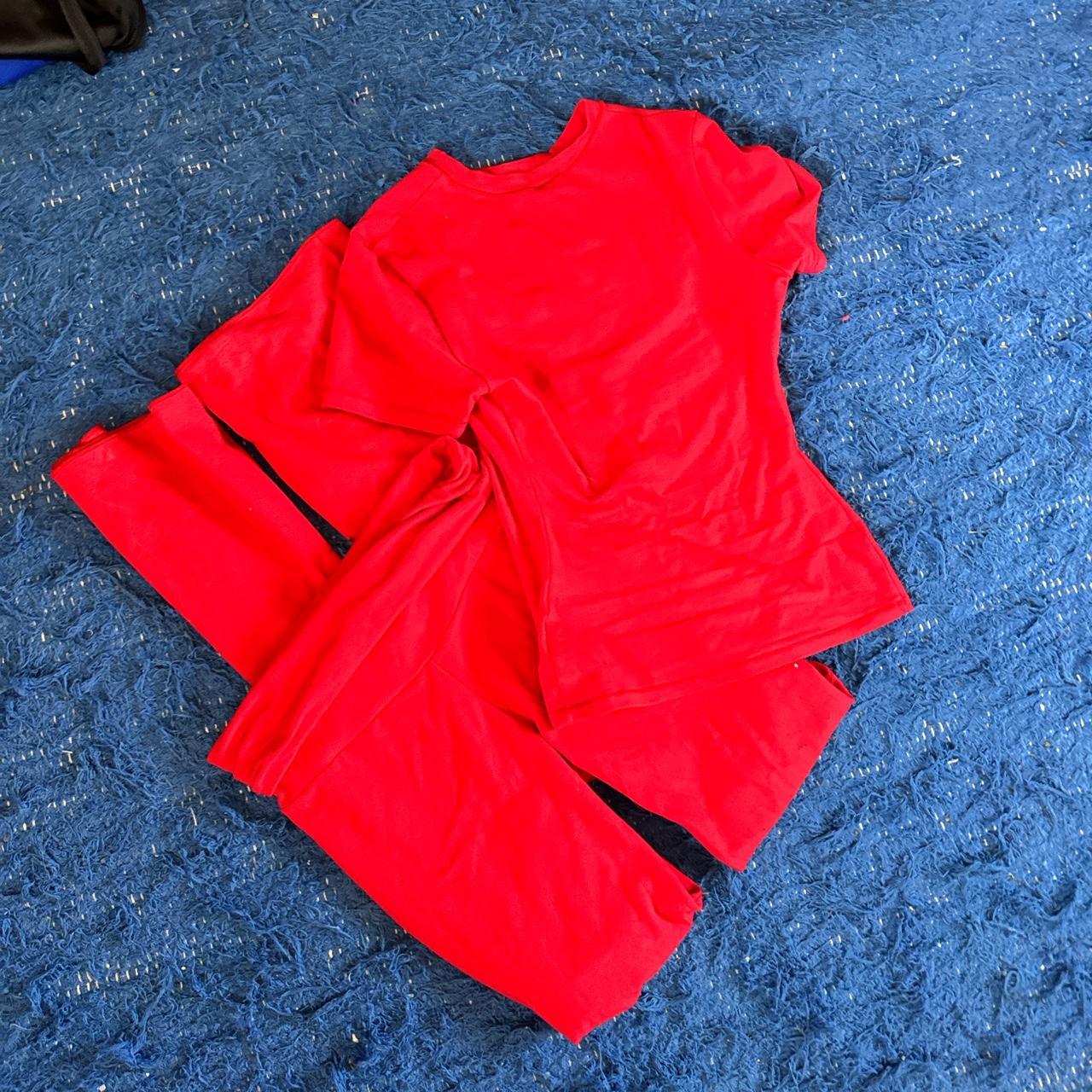 Skims jersey set in red Skims foldover pants size... - Depop