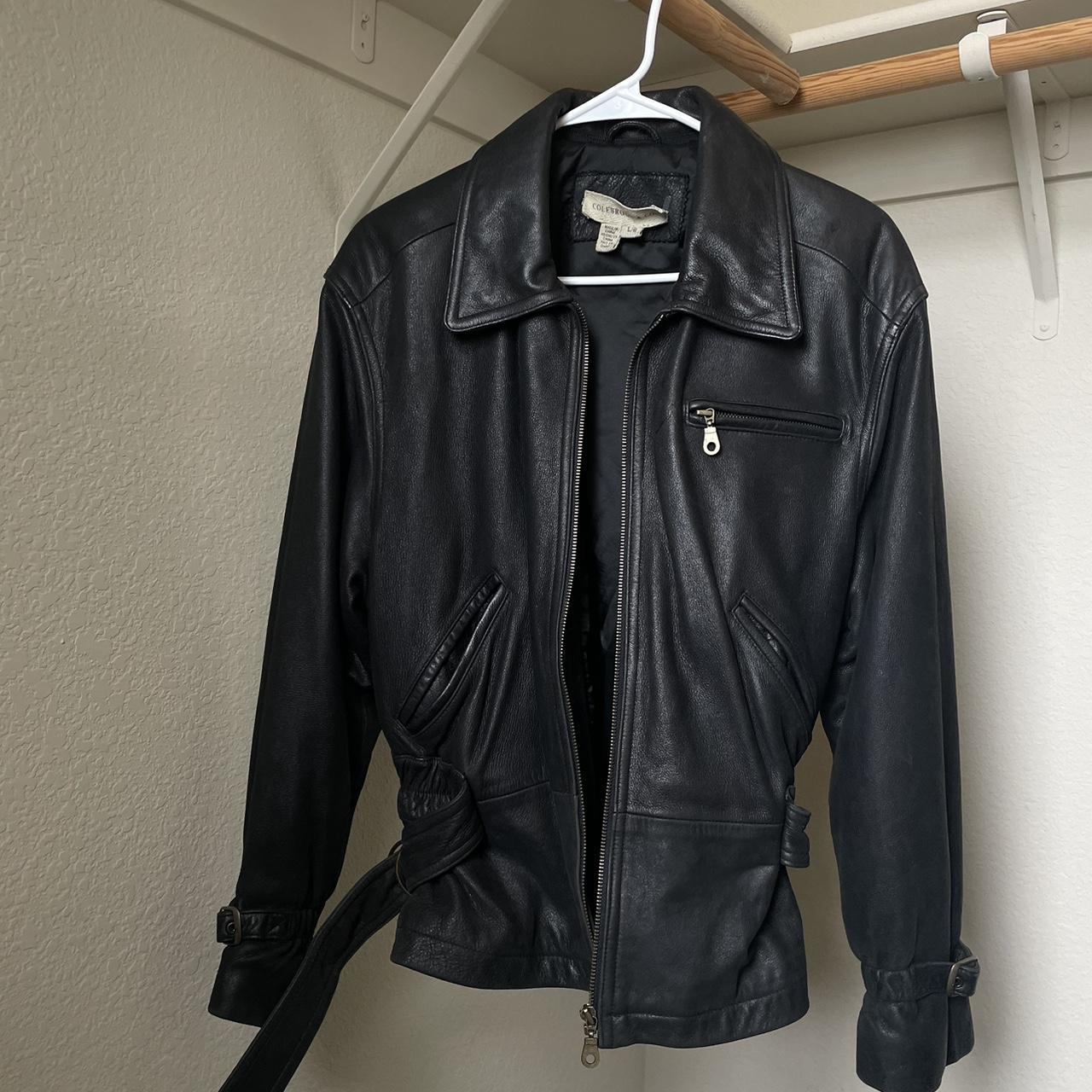 vintage cinch waist leather jacket amazing... - Depop