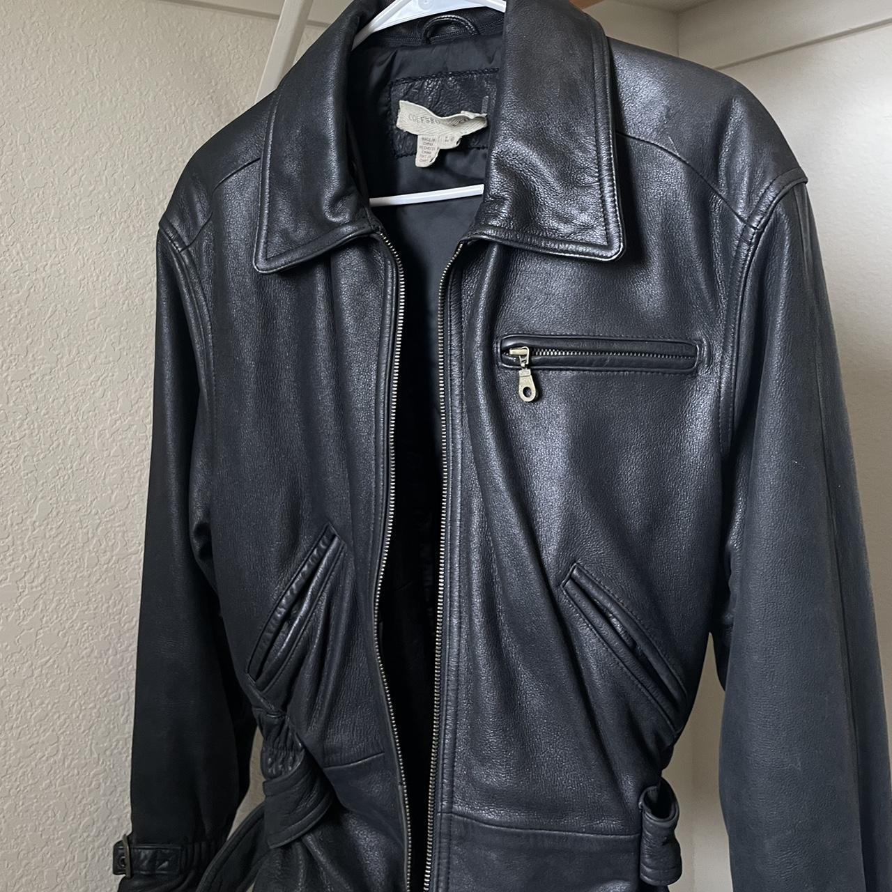 vintage cinch waist leather jacket amazing... - Depop