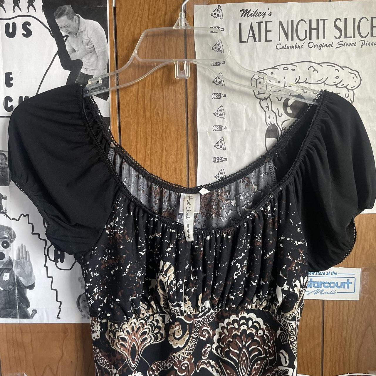 Y2K puff sleeve milkmaid baby doll top with patterns... - Depop