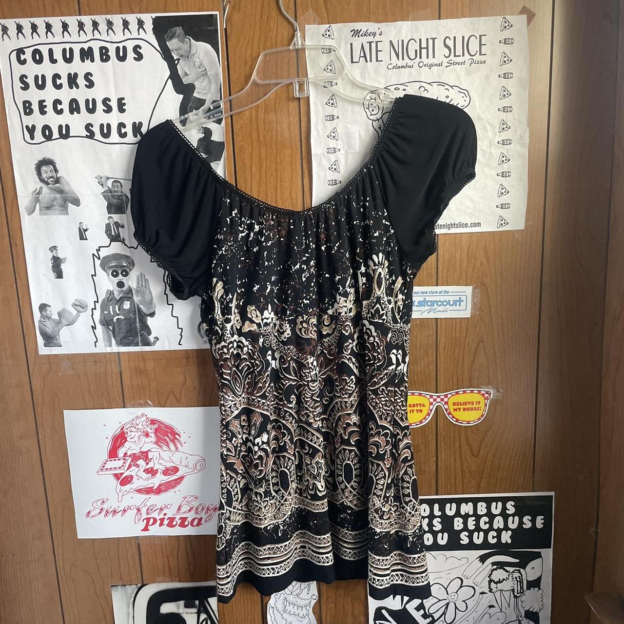 Y2K puff sleeve milkmaid baby doll top with patterns... - Depop