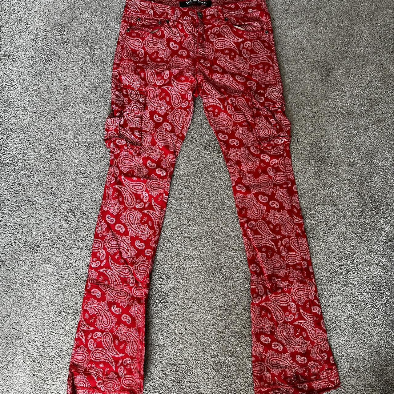 Red Valabasas Paisley Flare Jeans Size 32 Worn twice - Depop