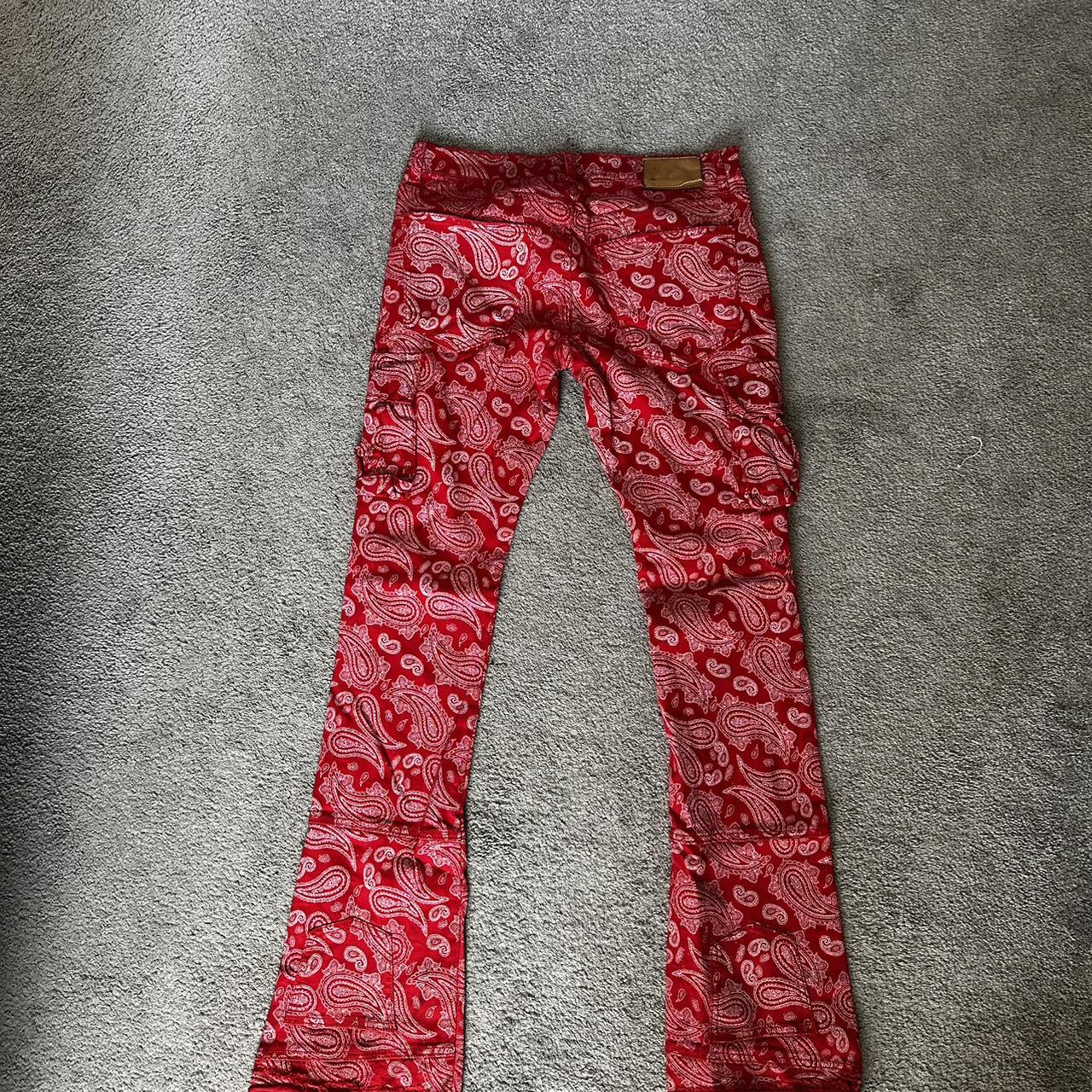 Red Valabasas Paisley Flare Jeans Size 32 Worn twice - Depop