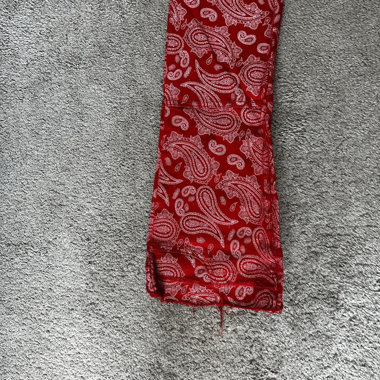 Red Valabasas Paisley Flare Jeans Size 32 Worn twice - Depop