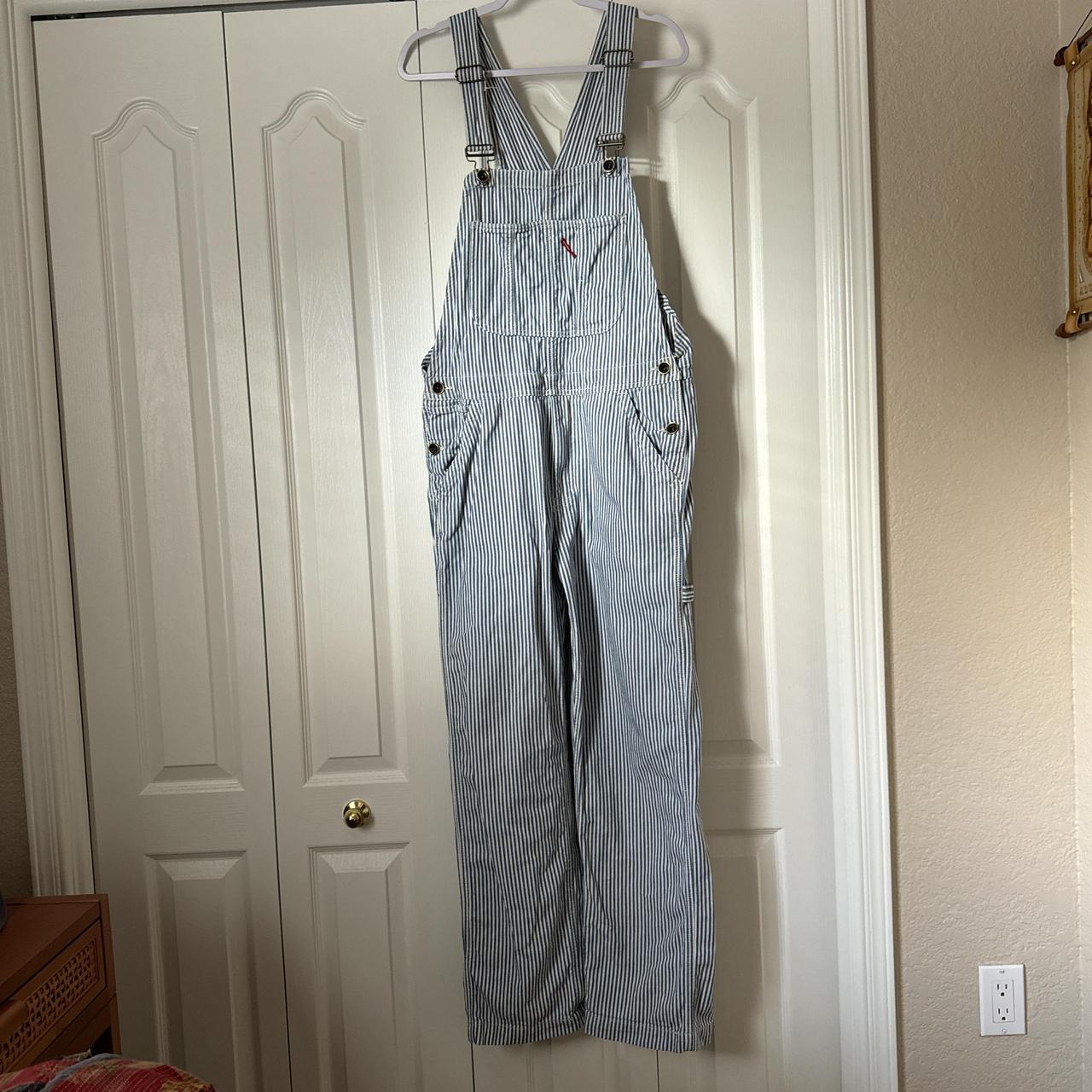 BDG blue & white striped overalls men’s size... - Depop