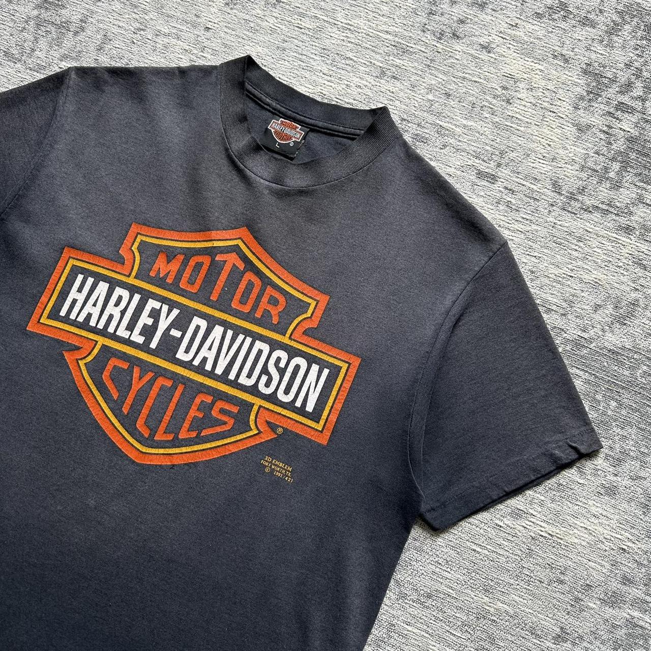 Vintage 1991 Harley Davidson 3D Emblem T-shirt... | Depop
